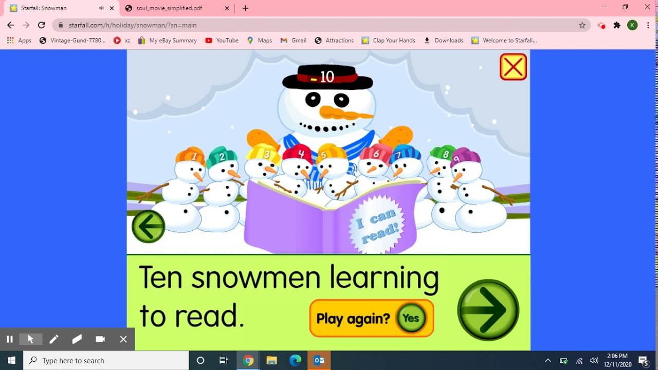 Class Meeting: 12/11/20 Starfall Music/Calendar/Snowman activity ...