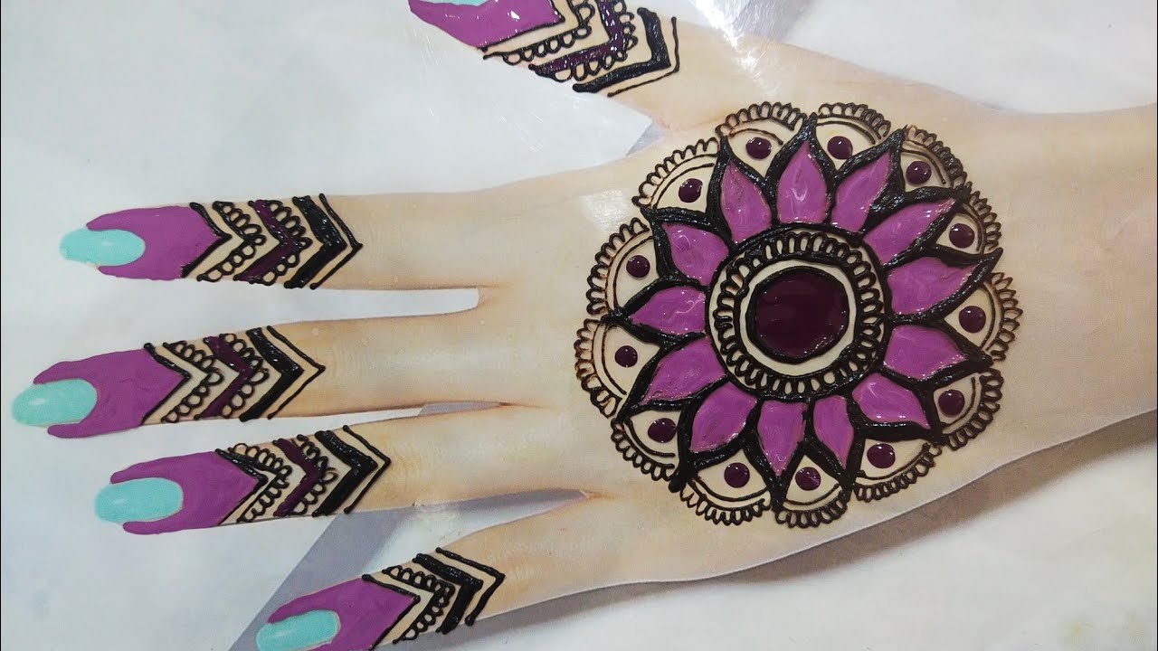 New Mehndi design 2023 || purple color flowee mehndi || mehndi for ...