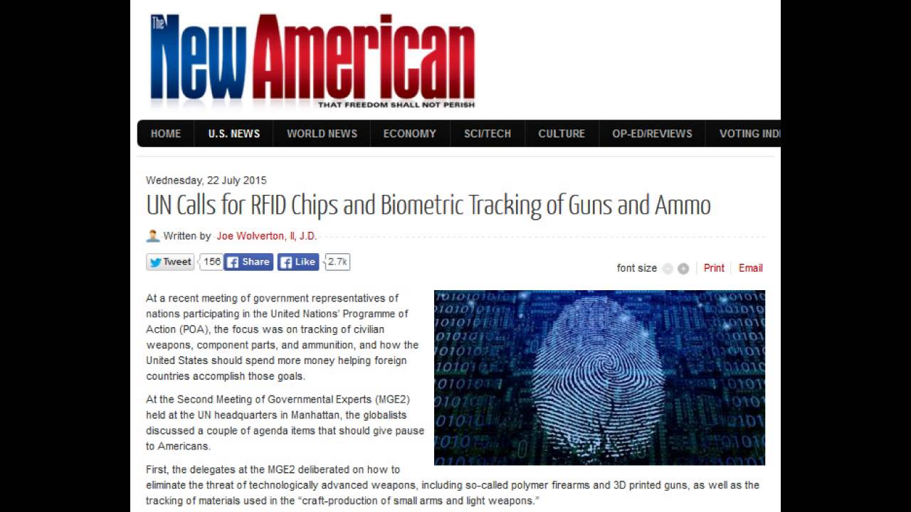 UN Calls for RFID Chips and Biometric Tracking of Guns and Ammo - YouTube