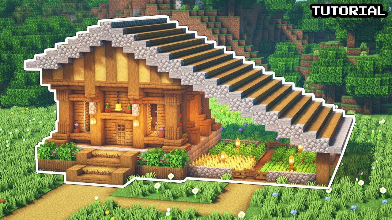 Minecraft : How to build a Cozy Survival Farm Wooden House Tutorial 🍖 ...