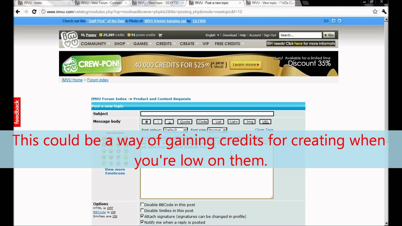 How To Gain Credits For Creating (For Free) IMVU - YouTube