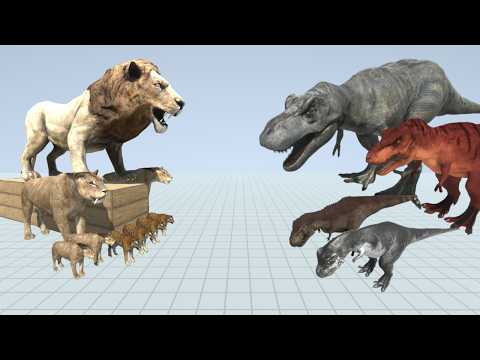 Lion Team vs Tyrannosaurus Rex Team | Dinosaur Arena Challenge | ARBS