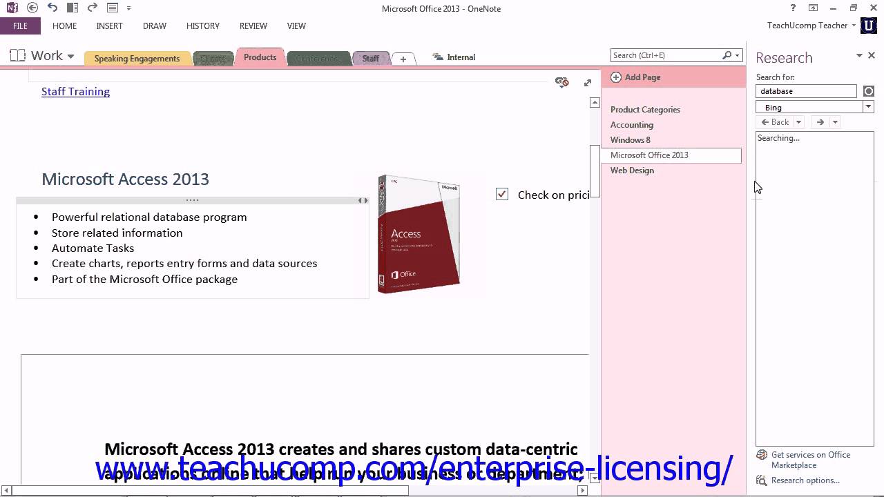 Microsoft Office OneNote 2013 Tutorial Researching with OneNote 13.2 ...