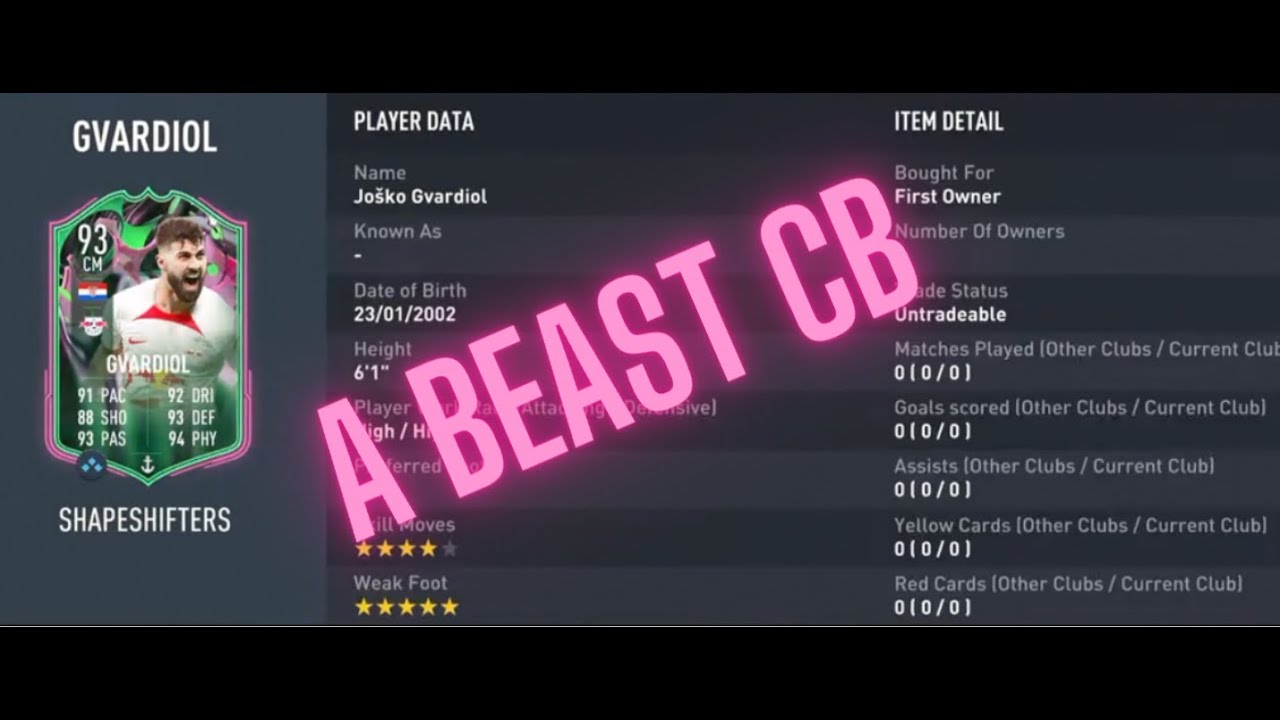 Fifa 23 Shapeshifters SBC GVARDIOL as a CENTRE BACK Player review ...