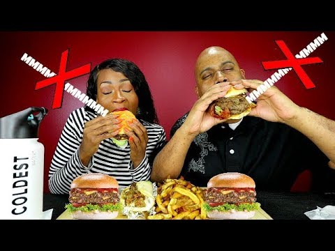 TRY NOT TO SAY MMMMMM.... CHALLENGE! FT: CHEESEBURGERS, FRIES, & GYRO ...
