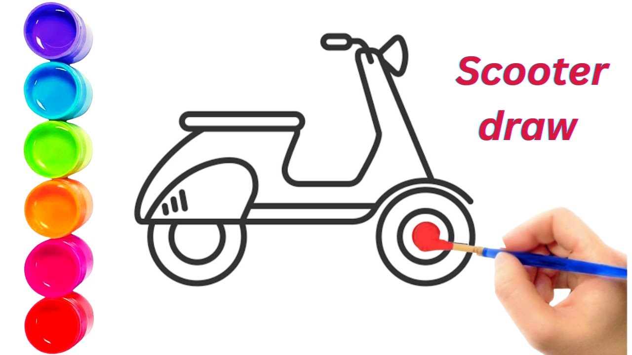 how to draw a scooter | kids drawings - YouTube