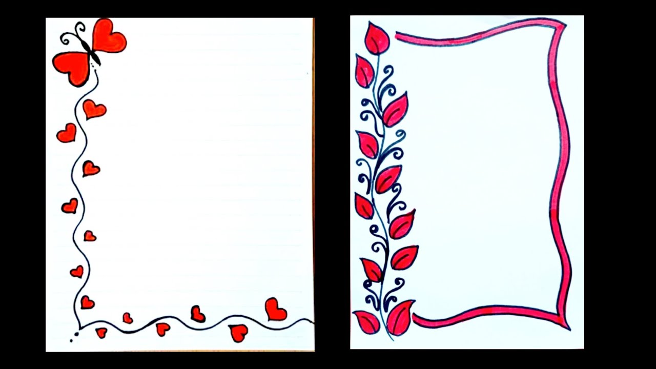 How To Draw Simple Border Design|A4 Sheet Design|Easy Paper Border ...