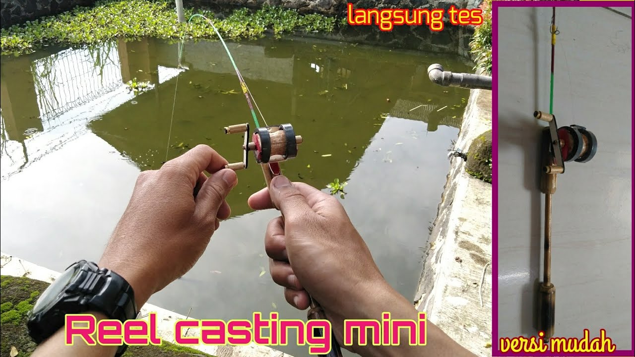 membuat reel pancing casting mini bahan pvc langsung di tes - YouTube