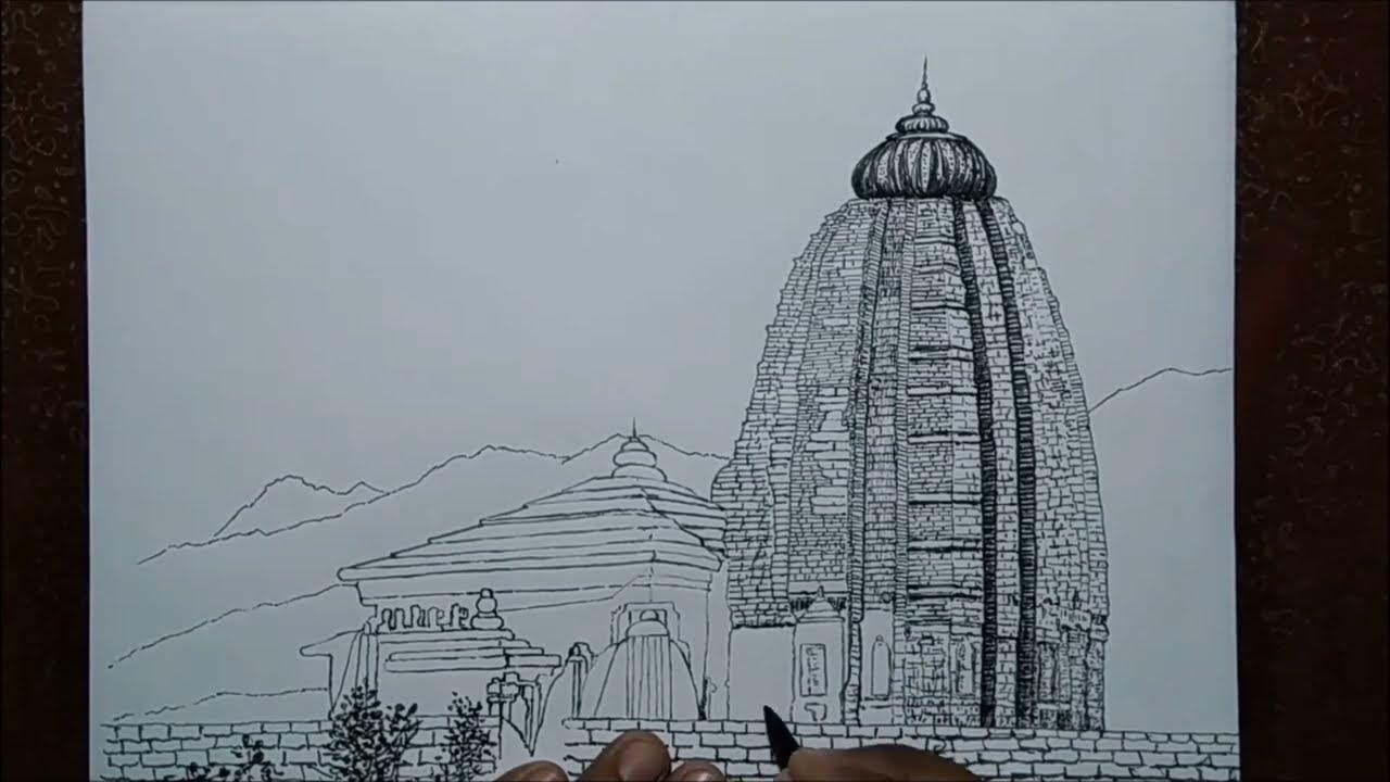 How to draw Baijnath Temple || Temple drawing || Part - 2 - YouTube