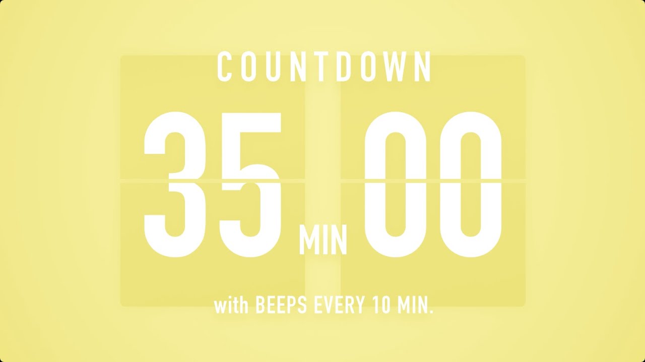 35 Minute Countdown Timer ⏳ Flip Clock with Piano Beeps 🎹🟡 - YouTube