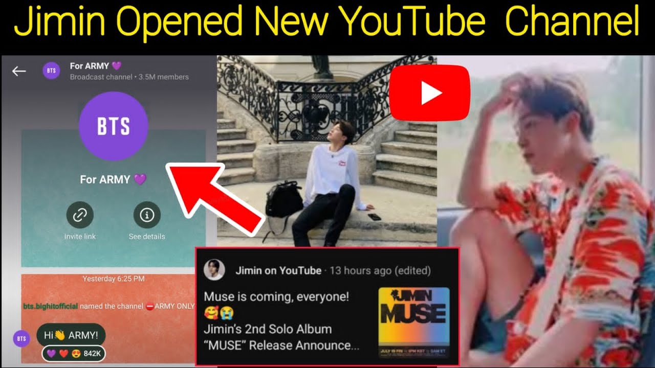 OMG!😳 Jimin Opened New YouTube Channel | Bts Military Service#jimin#bts ...