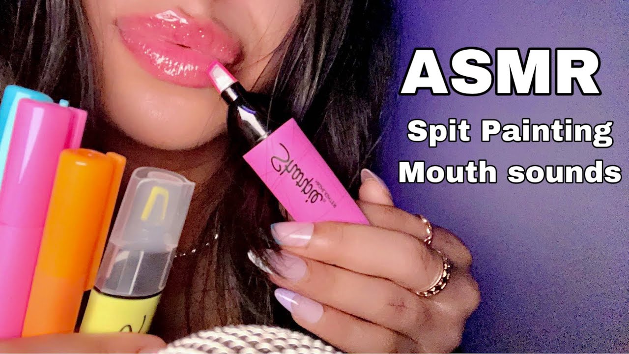 ASMR~ Intense Spit Painting w/ School Supplies (Mouth Sounds ...