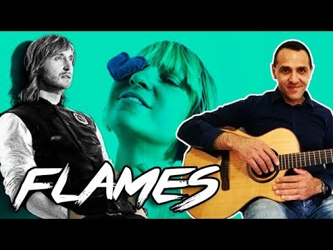 Flames - David Guetta & Sia - Easy Guitar Lesson - YouTube