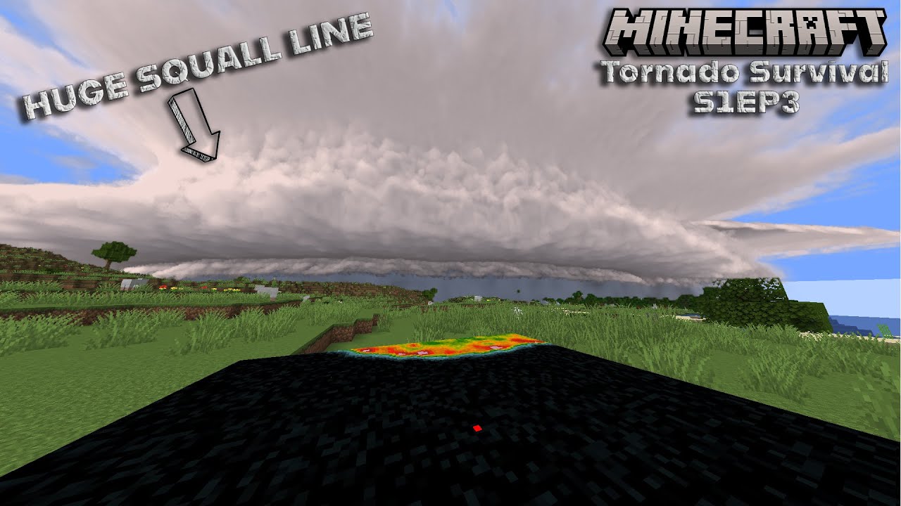 Minecraft Tornado Survival(S1EP3) - MASSIVE Squall Line! - YouTube