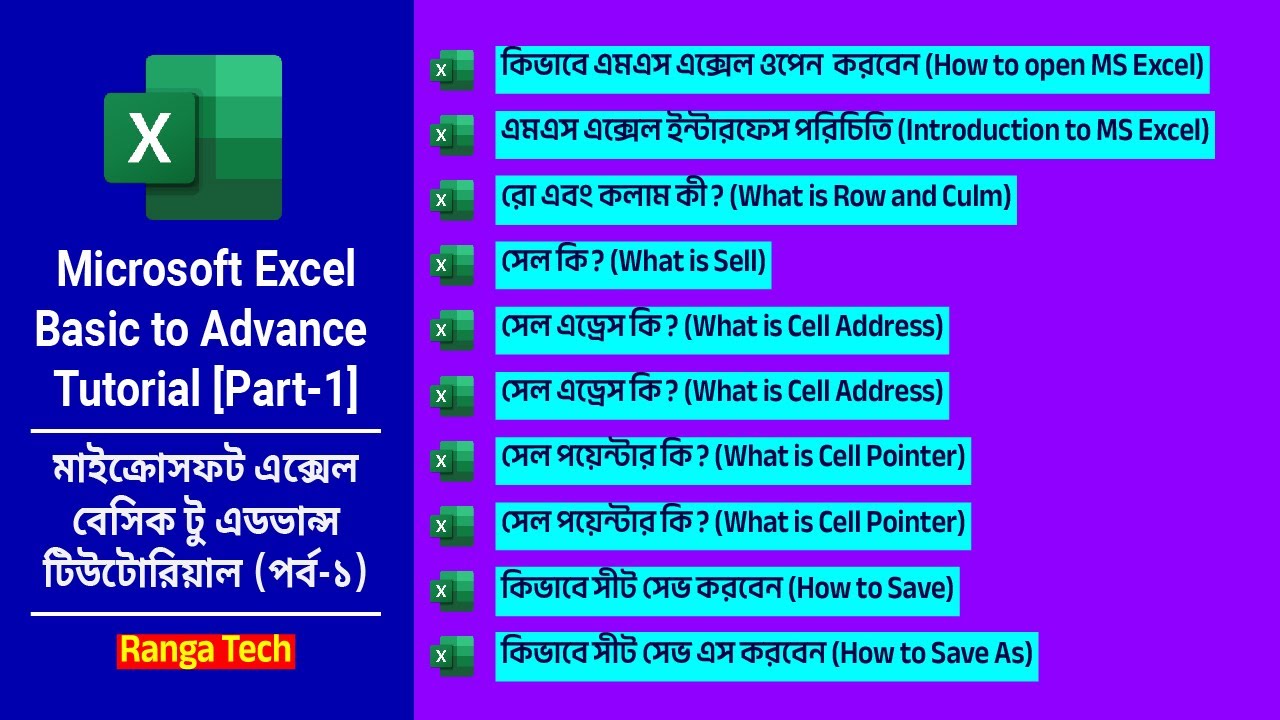 Microsoft Excel Basic Tutorial (Part-1) Bangla | এমএস এক্সেল বেসিক ...