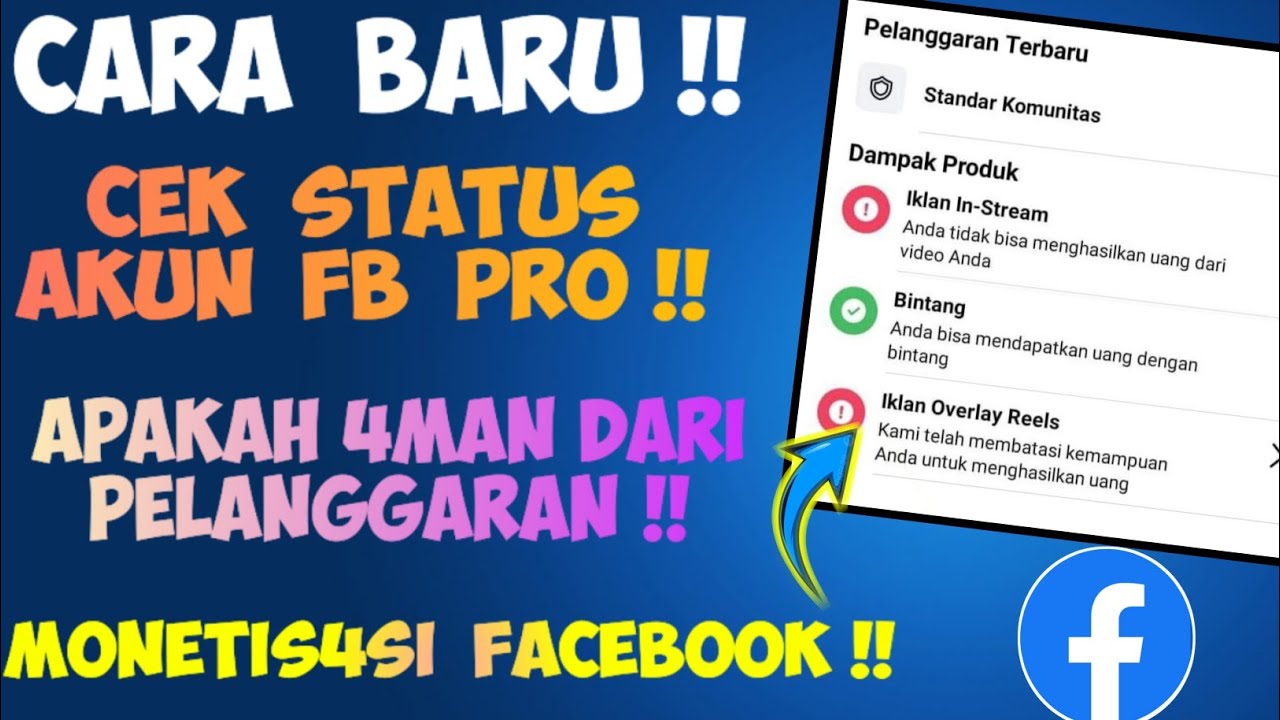 Creator FB Pemula ! Cara Baru Cek Status Akun FB Pro Apakah Aman Dari Pelanggaran Monetisasi FB ...