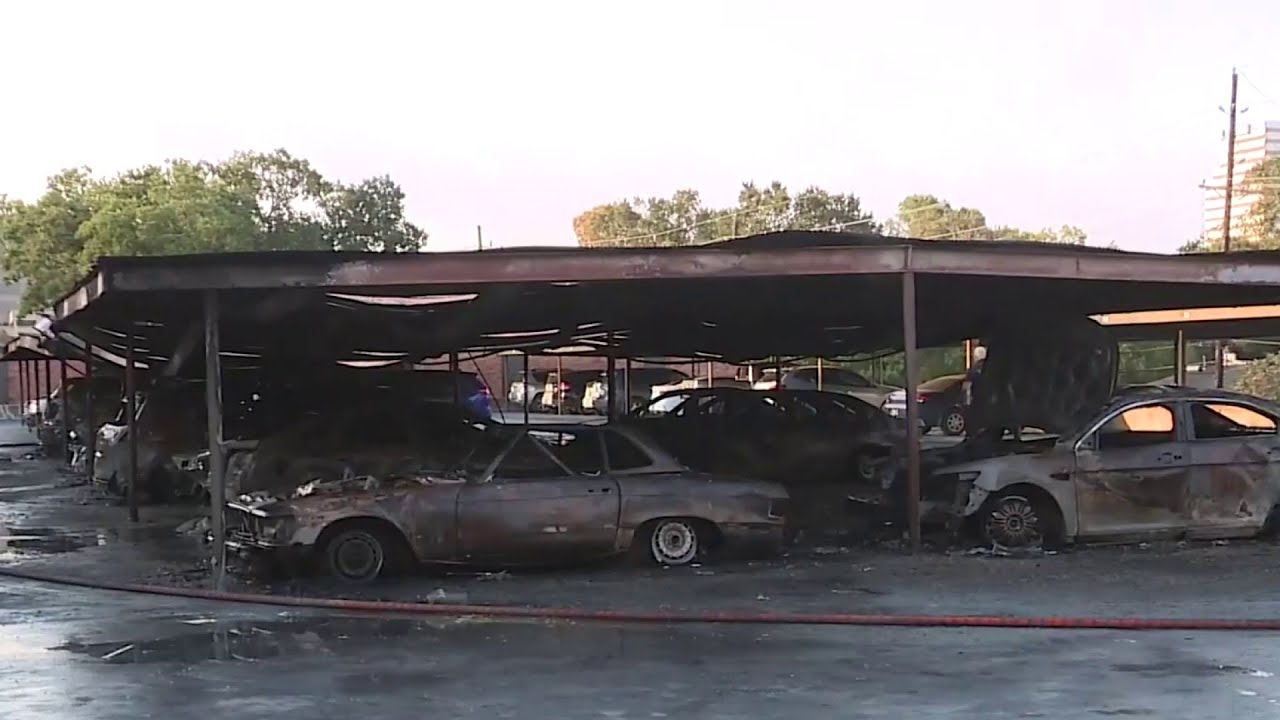 Nearly 30 vehicles found charred following west Houston parking lot ...