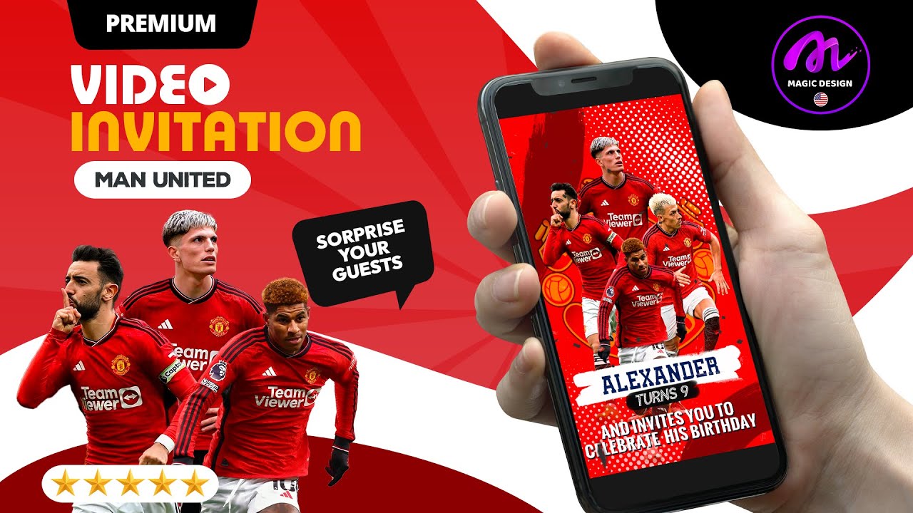 MANCHESTER UNITED VIDEO INVITATION - BIRTHDAY - PREMIUM - YouTube
