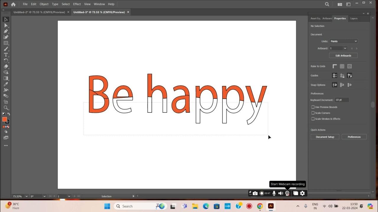 Easy Two Color Text in Illustrator | Modify text with two colors | Two ...