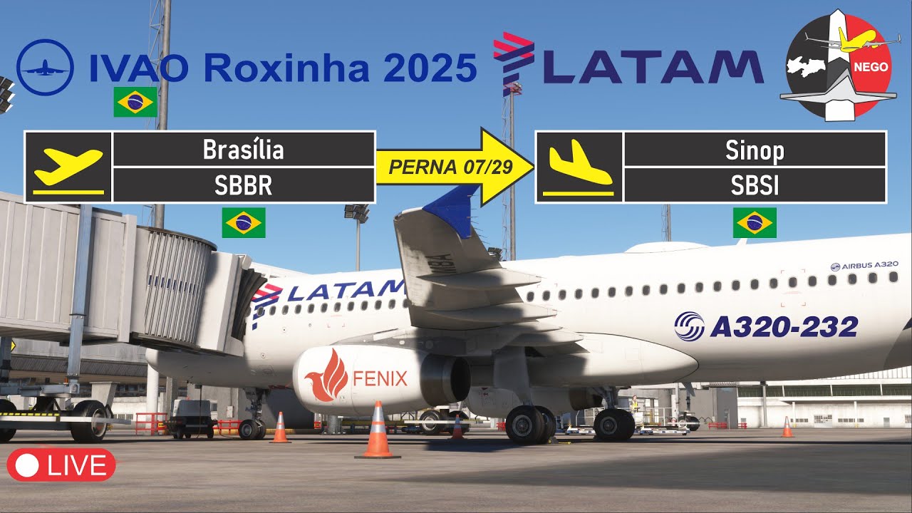 IVAO Brasil Roxinha 2025 | Perna 06/29 | Palmas - Palmas | A320-271N | MFS 2020 - YouTube