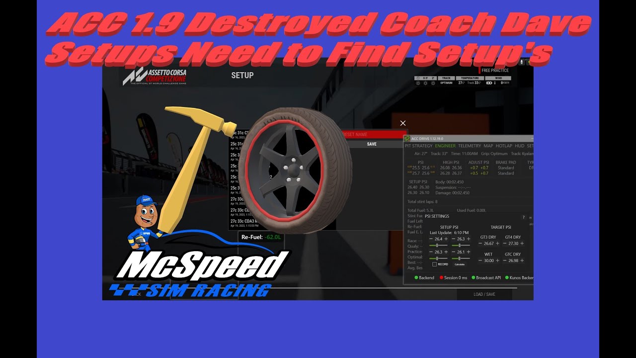 ACC 1.9 Destroyed Coach Dave Setups Need to Find Setup's. HELP!! - YouTube