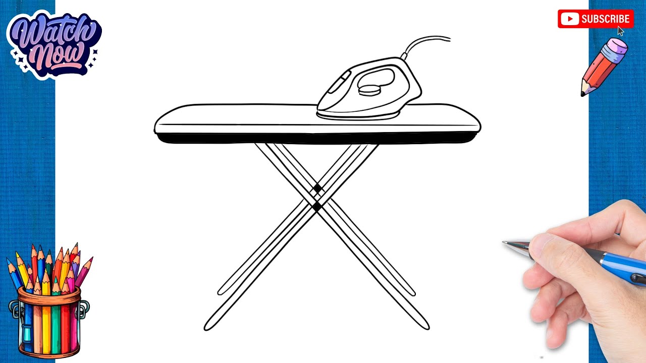 How to draw Ironing Board - Household Item Drawing - YouTube