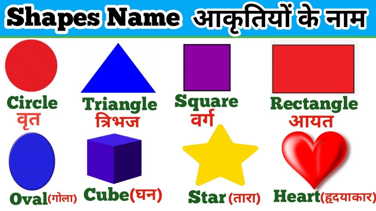 आकृतियों के नाम हिंदी और अंग्रेजी में/Shapes Name Hindi and English ...