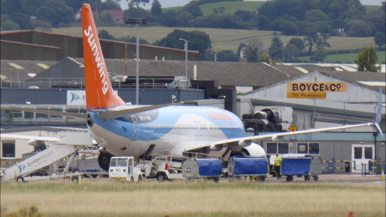 Plane Spotting at Exeter Airport INCLUDING Sunwing/TUI hybrid livery ...