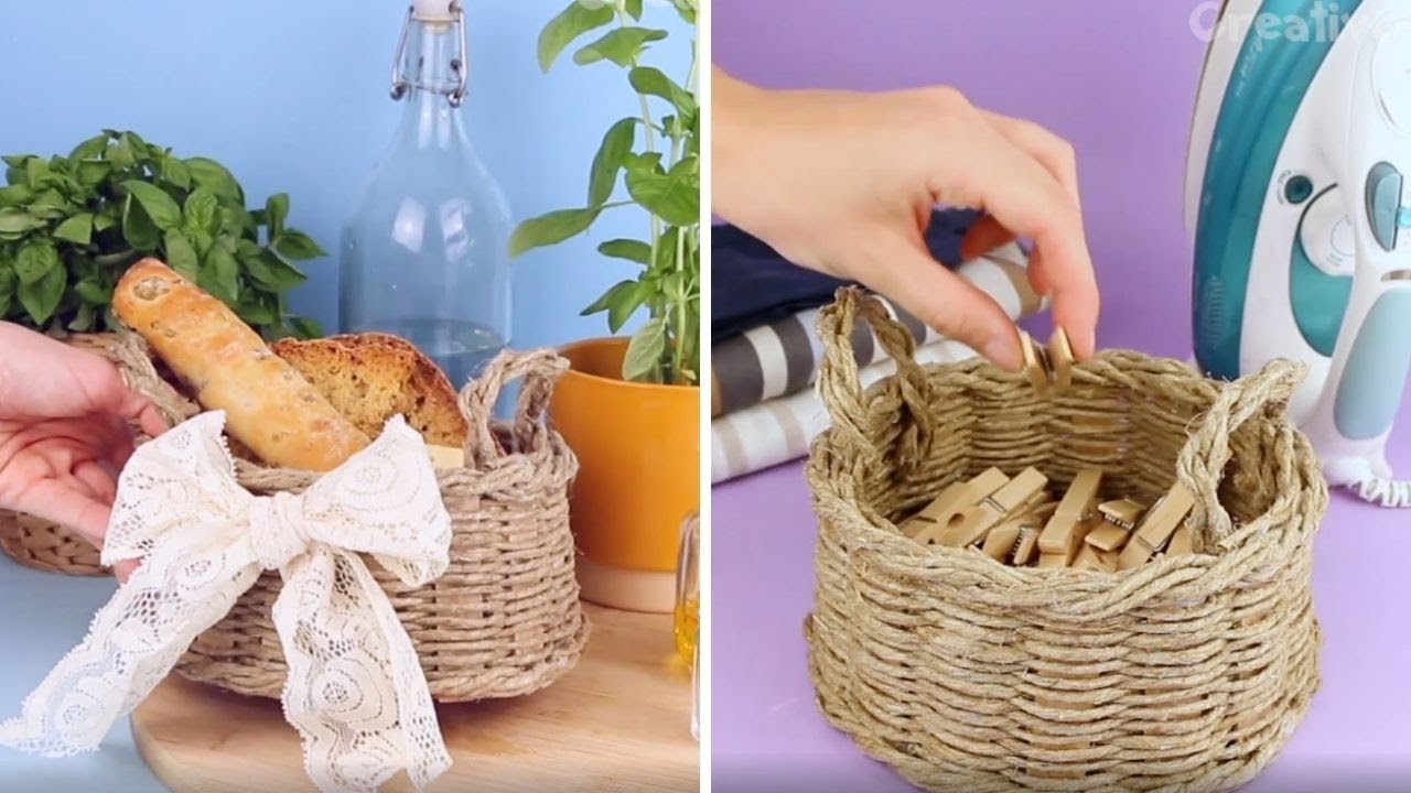 Come fare un facilissimo cestino con lo spago - YouTube