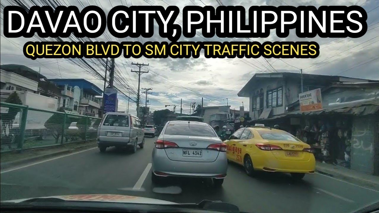 DAVAO CITY SCENE AND TRAFFIC JAM FROM QUEZON BOULEVARD TO SM CITY ...