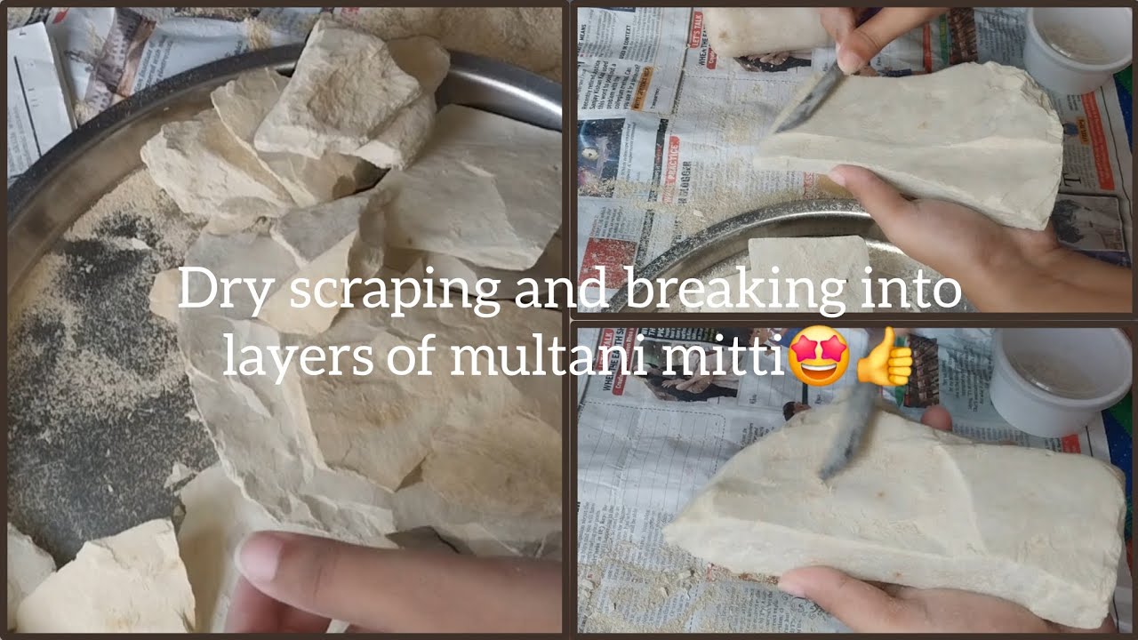 Multani mitti 🟡💛| DRY SCRAPING 👍💥| SATISFYING|ASMR | RELAXING SOUND 🔊# ...