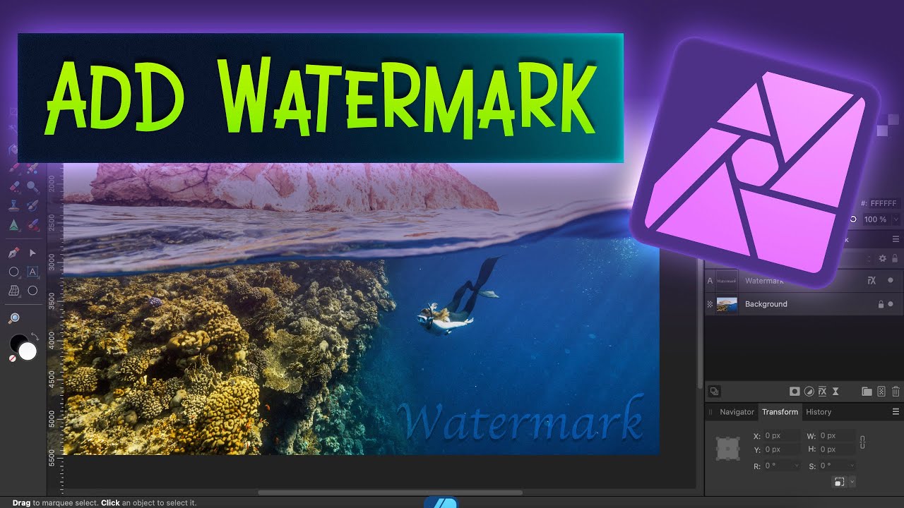 How to Add Watermark in Affinity Photo 2.4 - YouTube