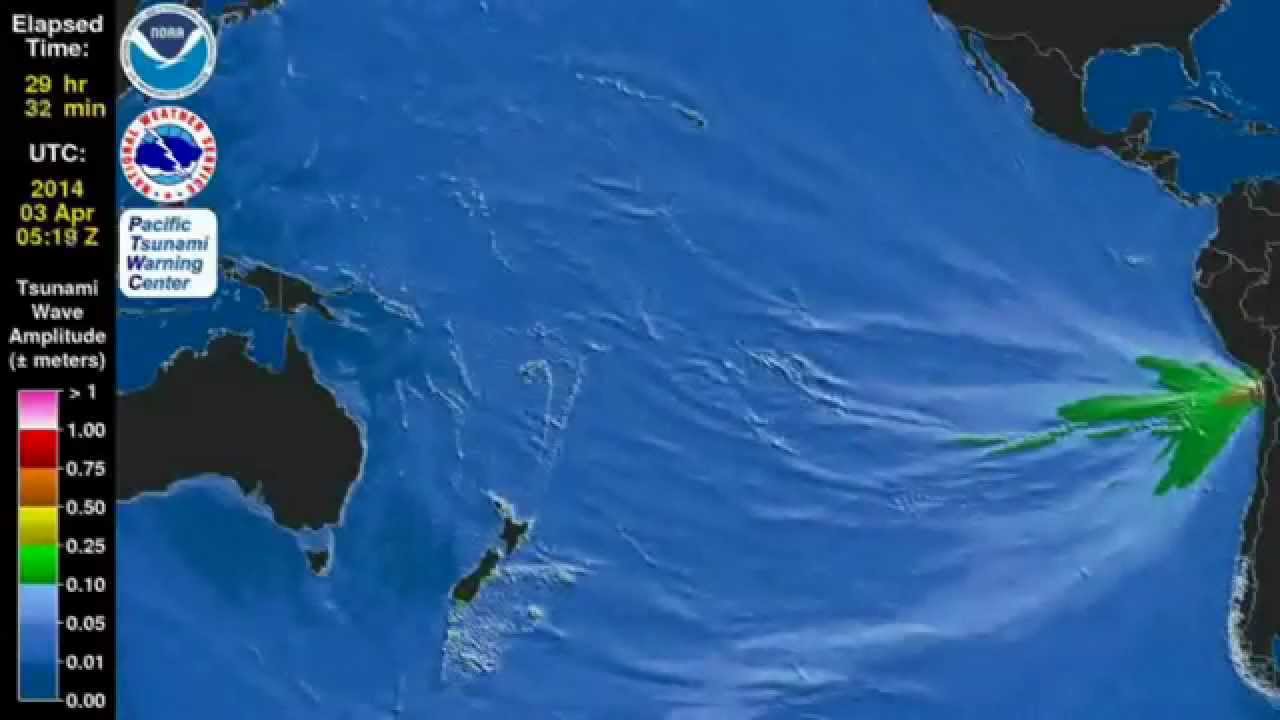 Animación tsunami en el norte de Chile, 01 de abril 2014 - YouTube