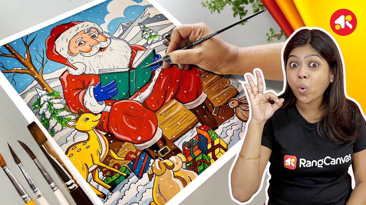 Santa Claus Drawing | Santa Claus with reindeer drawing | Christmas ...