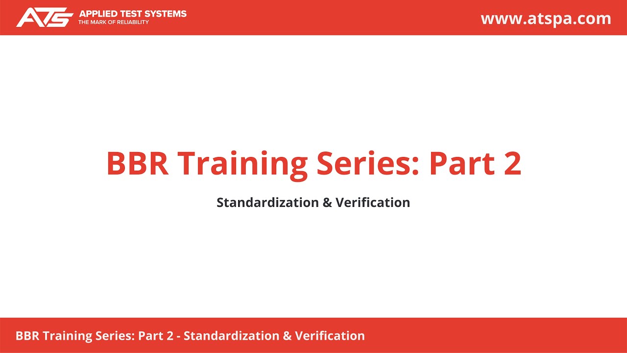 BBR Training Video Part 2 - Standardization and Verification - YouTube