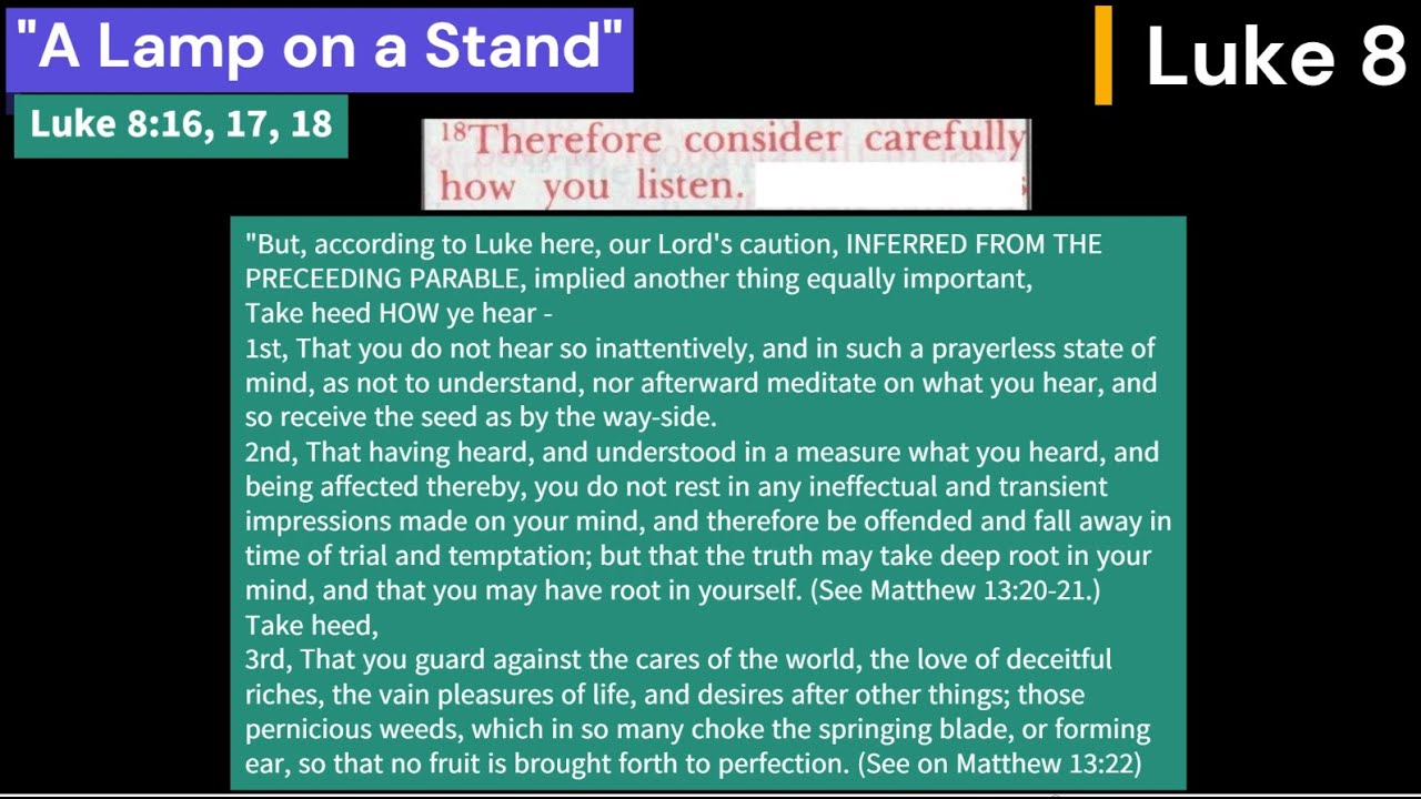 Luke 8:16, "A Lamp on a Stand" - YouTube