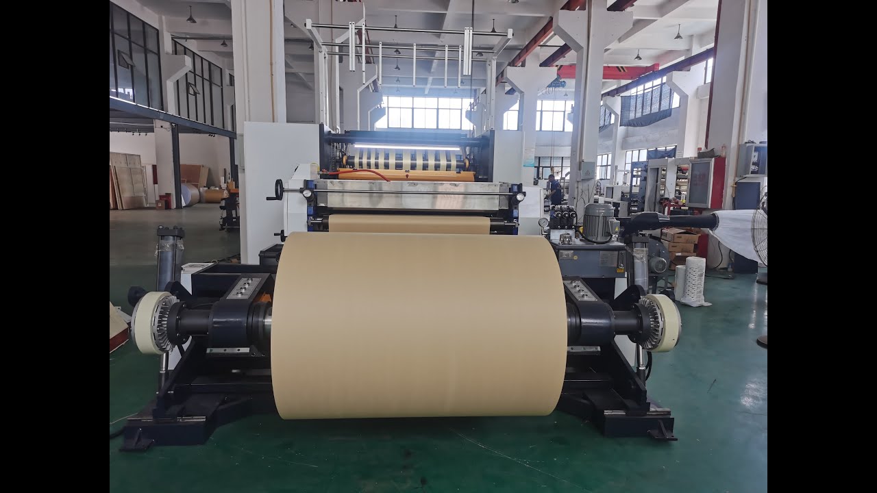 kraft paper roll to roll slitter rewinder machine - YouTube