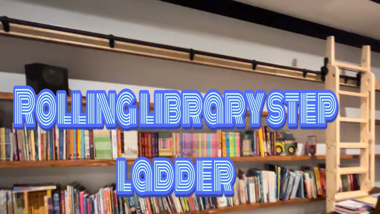 Rolling Library Wooden Step Ladder with Glab Handle Do it Your self ...