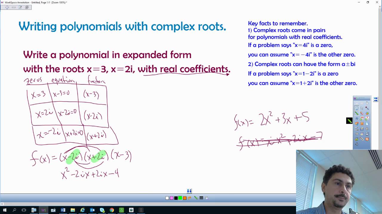 Writing Polynomials with complex roots - YouTube