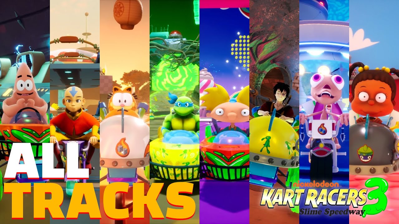 Nickelodeon Kart Racers 3 Slime Speedway All TRACKS - (All Circuits ...