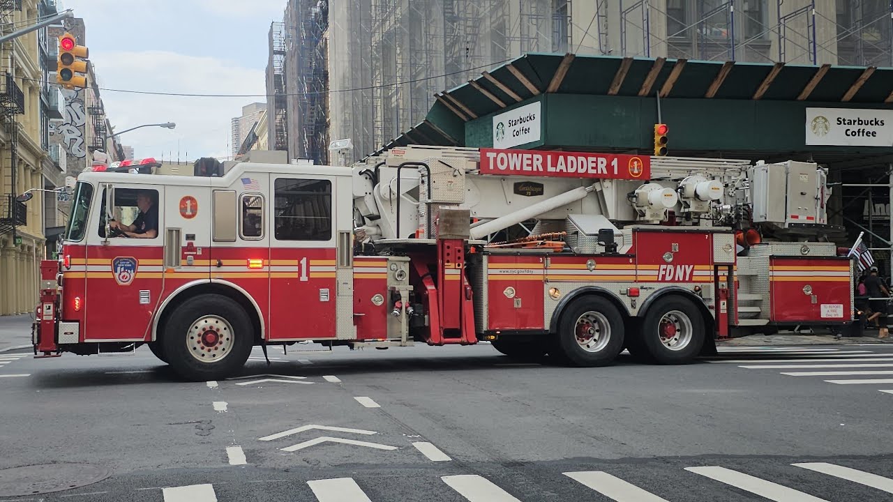 FDNY Ladder 1 Responding On Broadway In Lower Manhattan, New York City ...