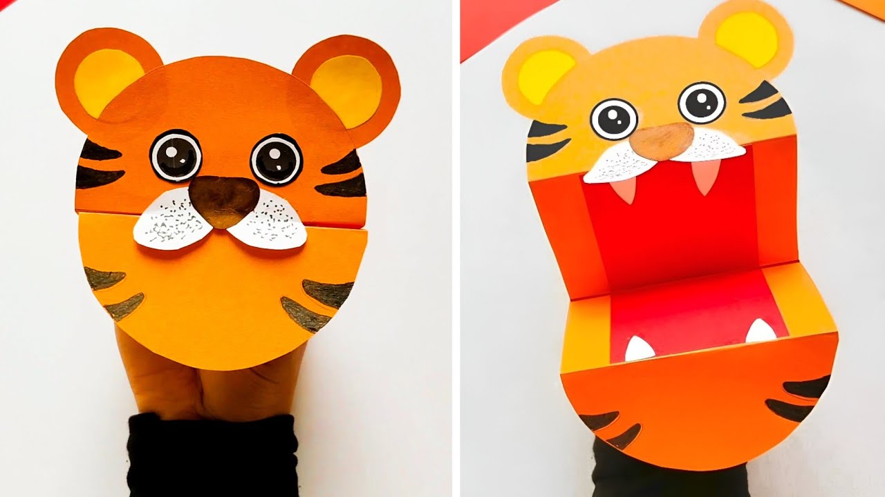 Easy Paper Tiger For Kids / Diy paper Tiger / How to make an easy paper ...