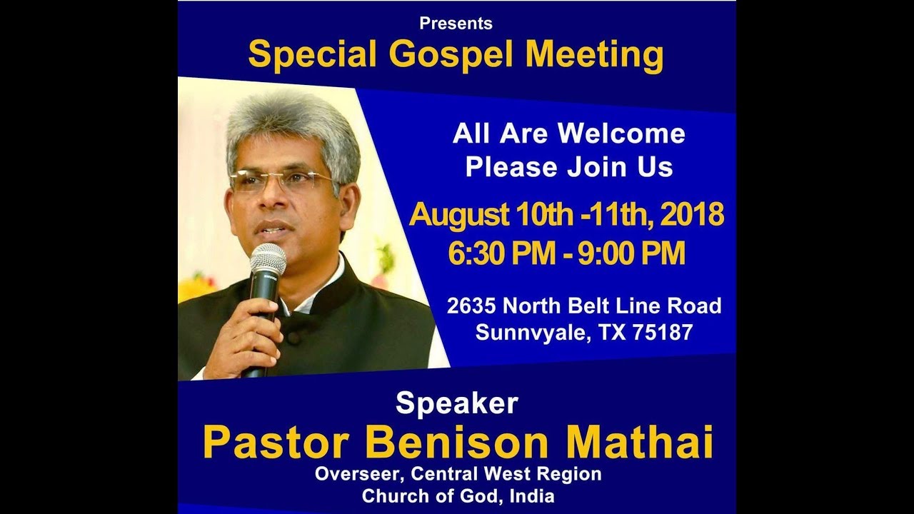 Pastor Benison Mathai - AGAPE Church Special Gospel Meeting- Day 2 ...