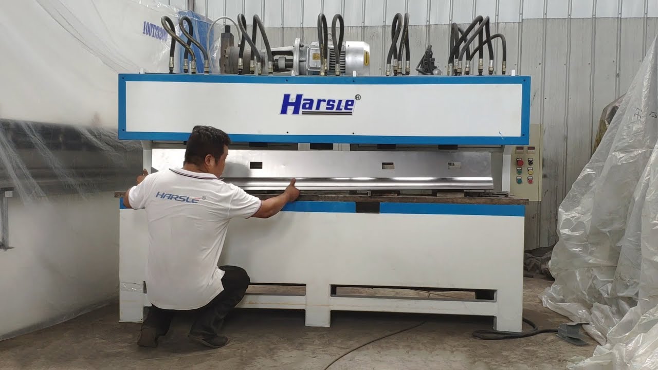 Punching lock holes and hinge holes on steel door frame, Multi-head ...