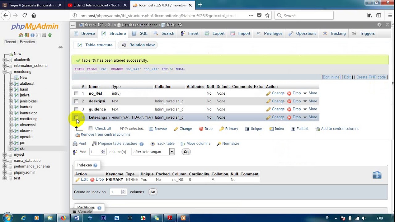 pembuatan database mysql phpmyadmin - YouTube
