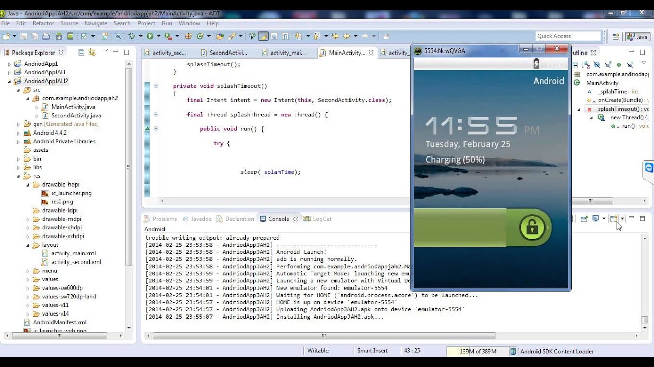 Andriod Tutorial Splash Screen & Button on Click - YouTube