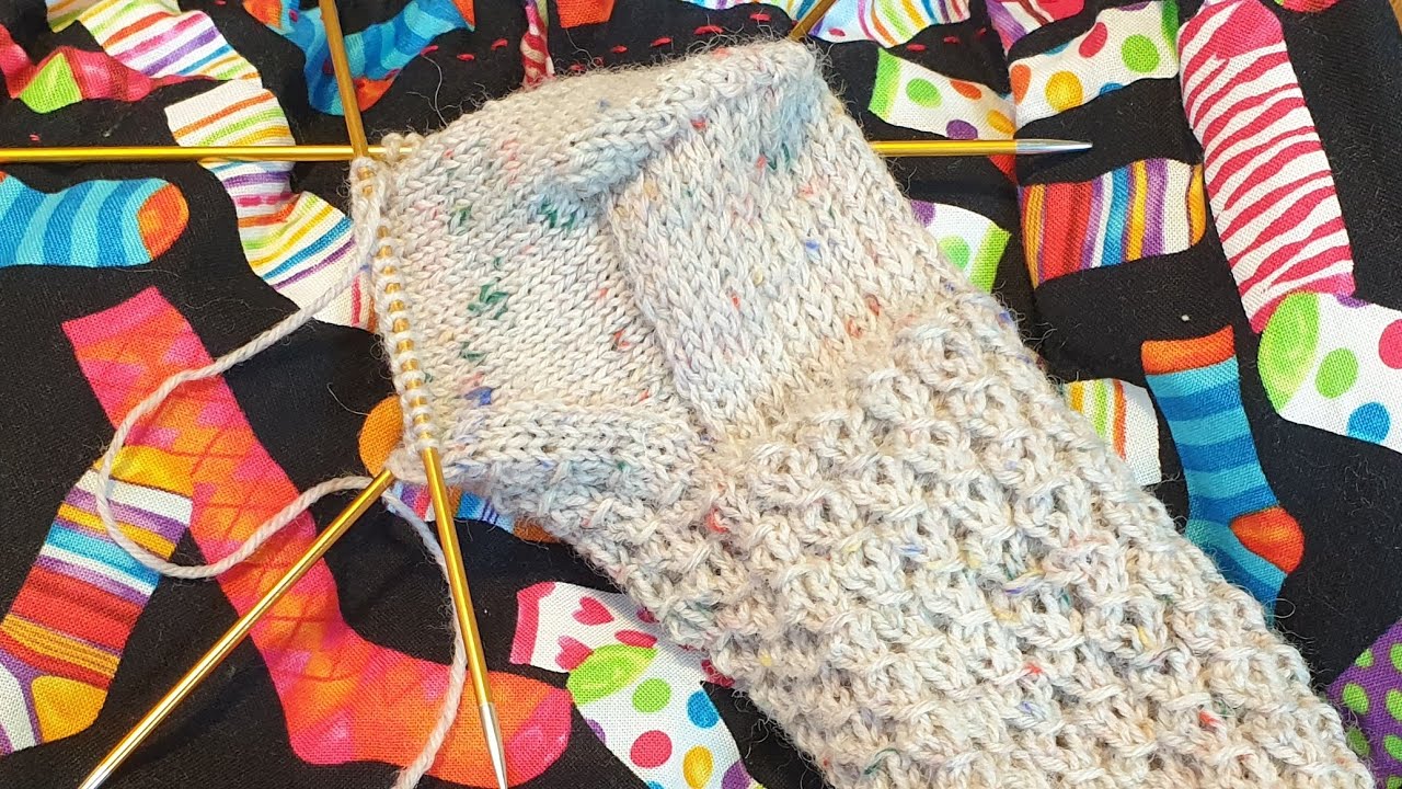 sokken breien op naalden zonder knop. Deel 4: de spie en voet - YouTube