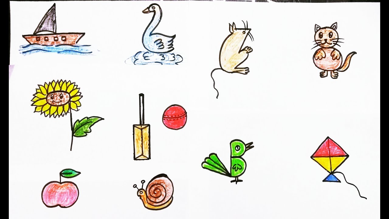 How to draw pictures using numbers 1 to 10/number drawing for kids ...