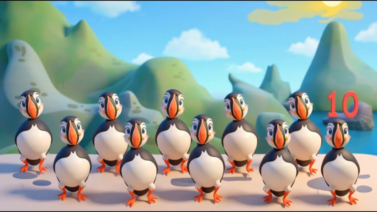 Ten Little Puffins 🐧 | Counting Song for Kids | Little Bee - YouTube