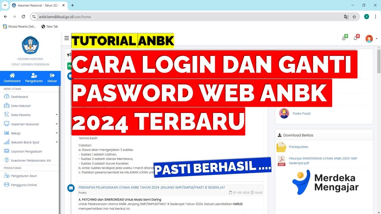 CARA LOGIN DAN GANTI PASWORD WEB ANBK 2024 - YouTube